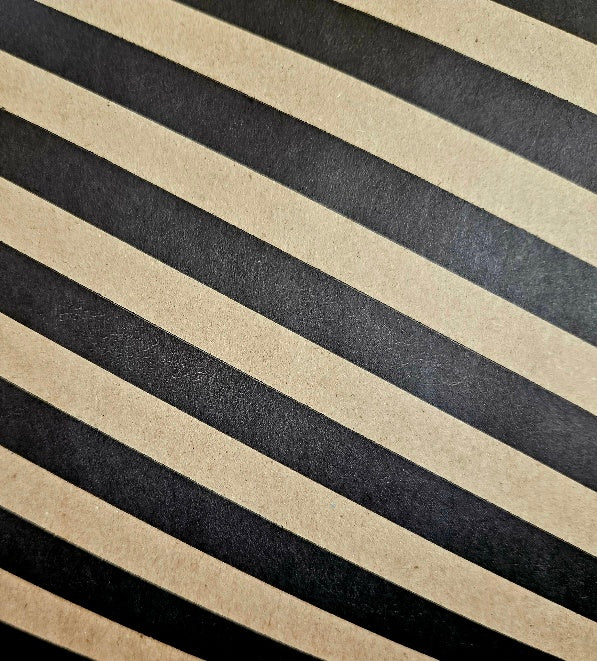 Wrapping Paper Diagonal Stripes on Kraft Pink or Black (10 Meter Roll ...